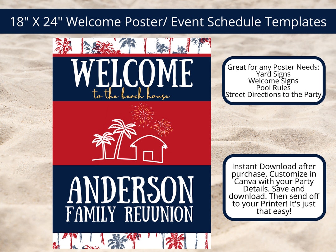 Family Reunion Poster Template, Beach House Template, Birthday, Family ...