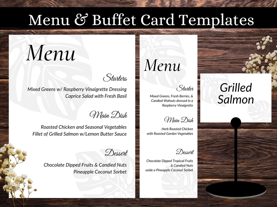 Modern Palm Leaf Wedding Menu Digital Template, Buffet Menus, Cocktail ...