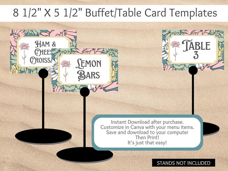 Digital Menu Template, Buffet Menu, Buffet Menu Cards, Place Setting ...