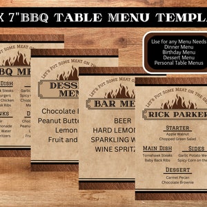 Digital BBQ Menu Template, Fathers Day, Birthday, Block Party ...