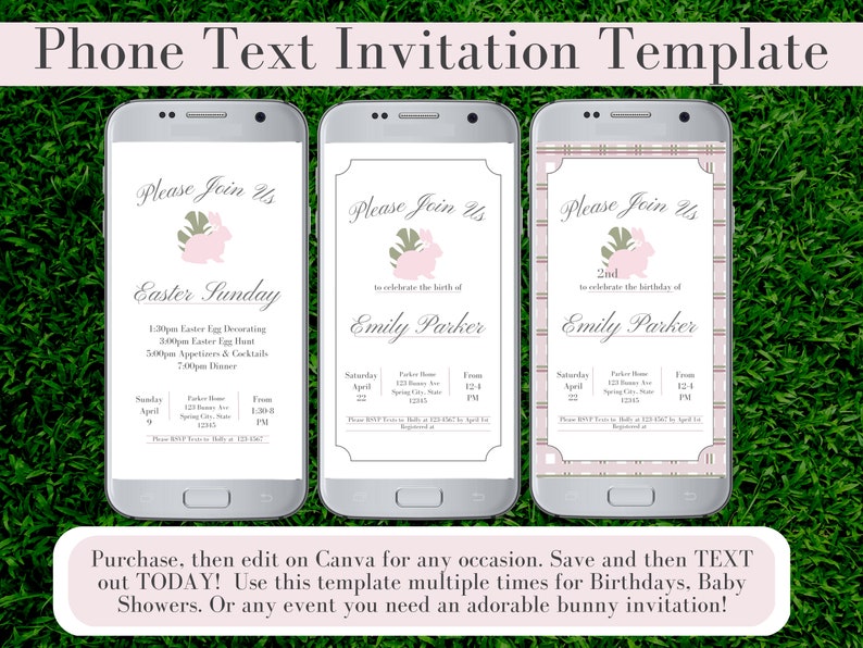 Digital Phone Textable Invitation Canva Template East to - Etsy