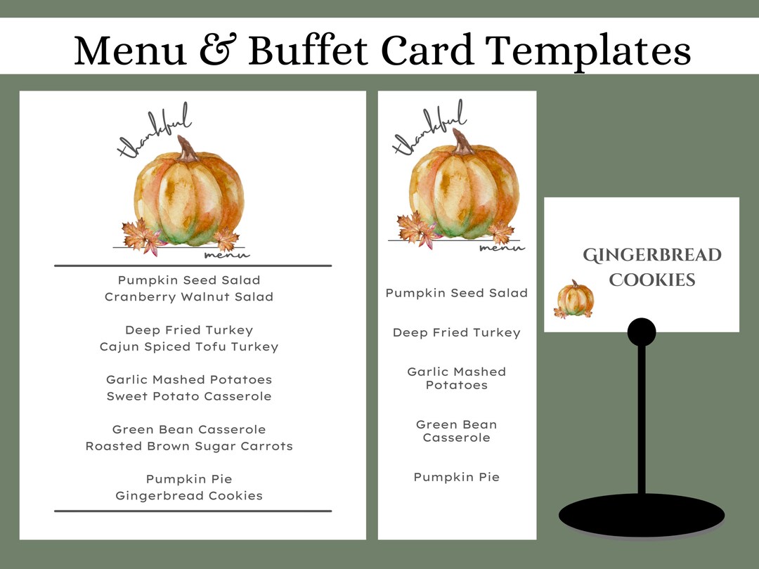Digital Menu Template Fall Pumpkin Thanksgiving - Etsy