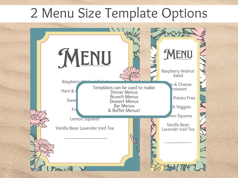 Digital Menu Template, Buffet Menu, Buffet Menu Cards, Place Setting ...