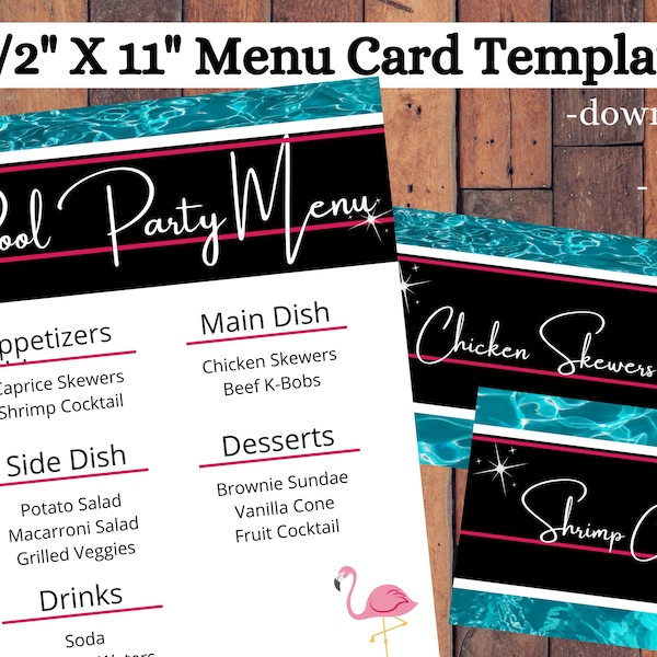 Flamingo Menu Template - Etsy