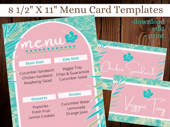 Custom Template Party Templates Pool Theme Summer Pool Party Menu ...