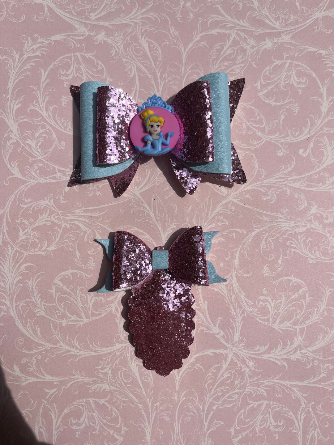 Disney Princess Cinderella Faux Leather Hair Bow and Snap Clip - Etsy