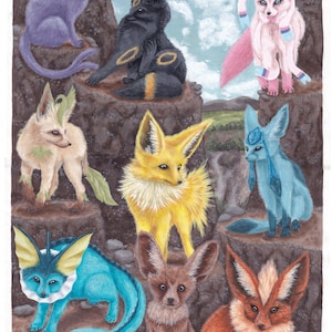 Eeveelutions print / Pokemon Inspired / Original Artwork - Etsy