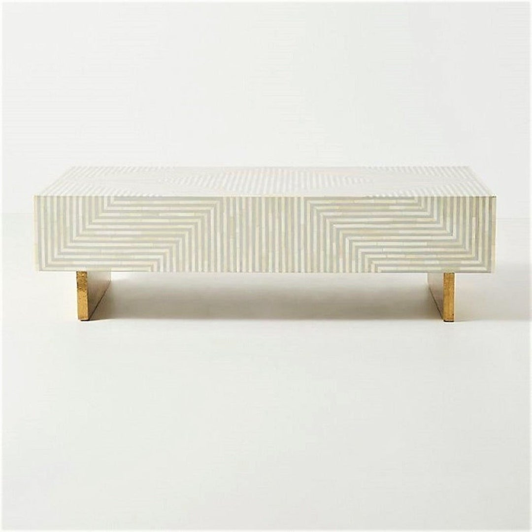 Bone Inlay Stripe Coffee Table/ End Table / Center Table / Home Décor ...