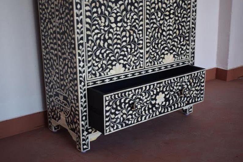 Bone Inlay Armoire Cupboard 2 Door 1 Drawer Bottom - Etsy UK