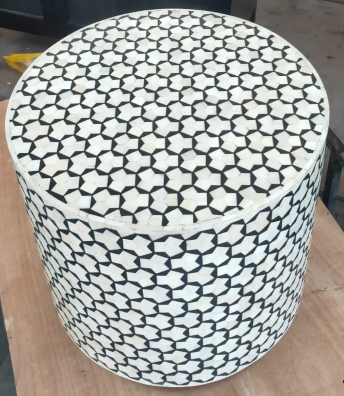 Bone Inlay Round Side Table Black - Etsy