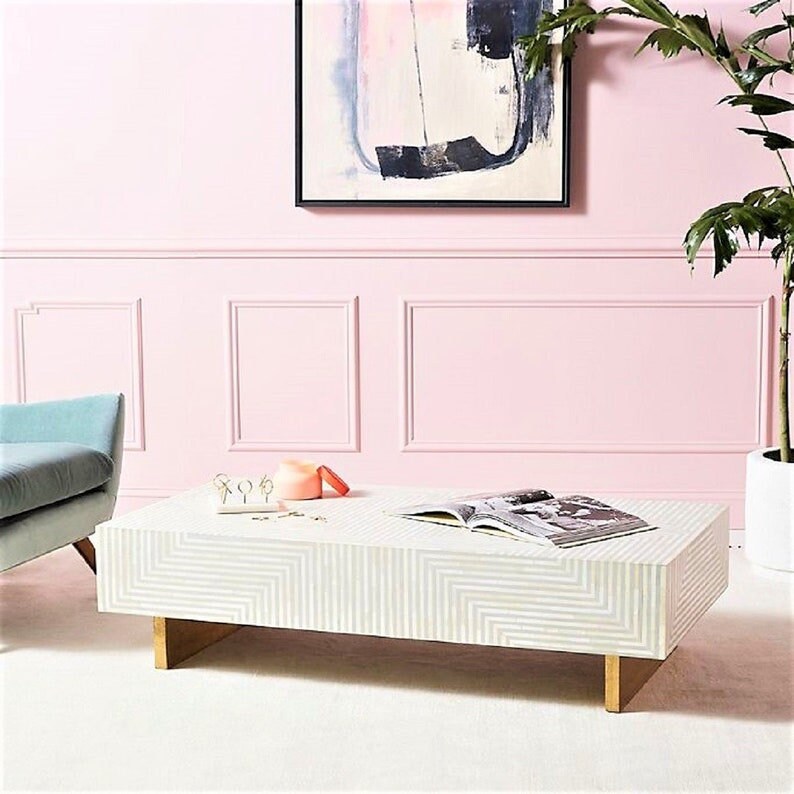 Bone Inlay Stripe Coffee Table/ End Table / Center Table / - Etsy