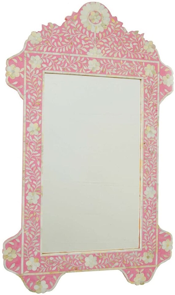 Mother of Pearl Inlay Scalloped Mirror Pink - Etsy