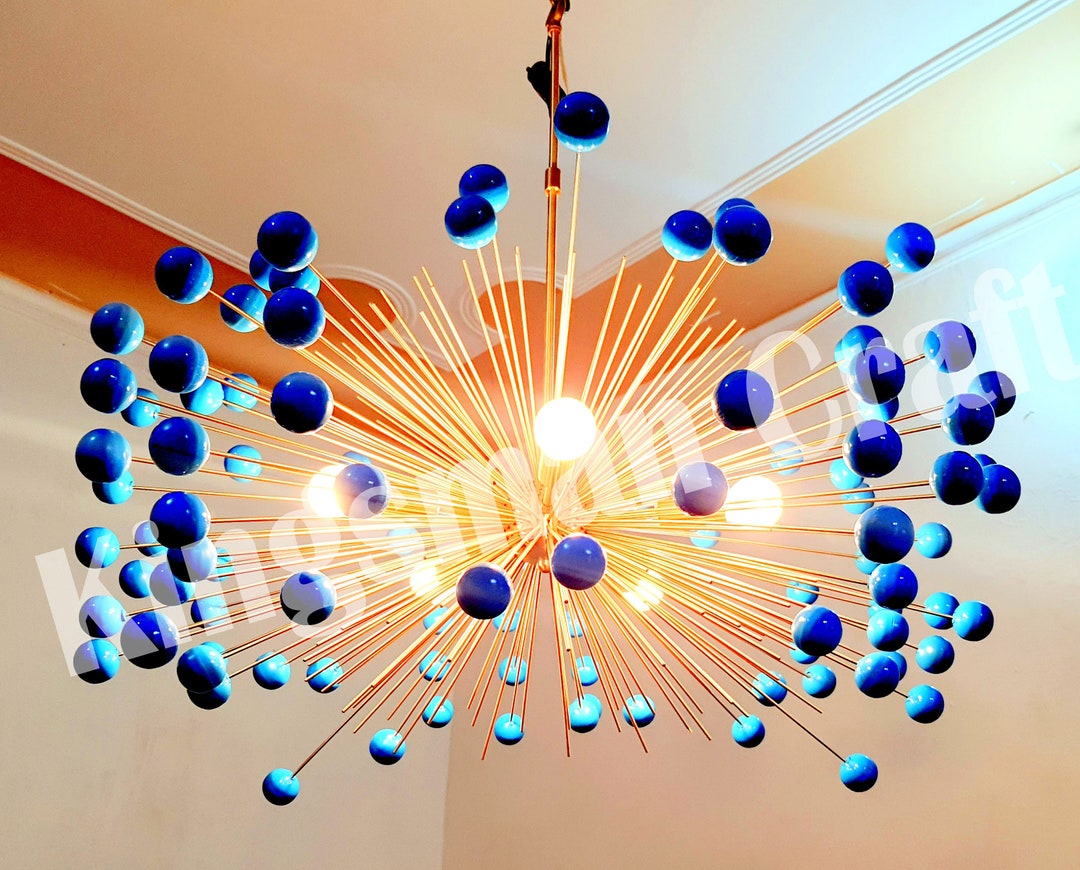 Spectacular Sputnik Light Blue Finish Beaded Chandelier Large - Etsy