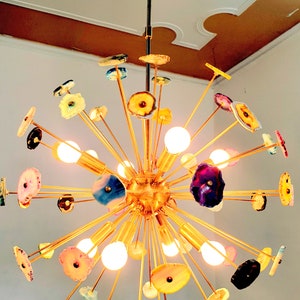 Modern Chandelier SCUDO Brass Italian Chandelier With Natural Stone ...