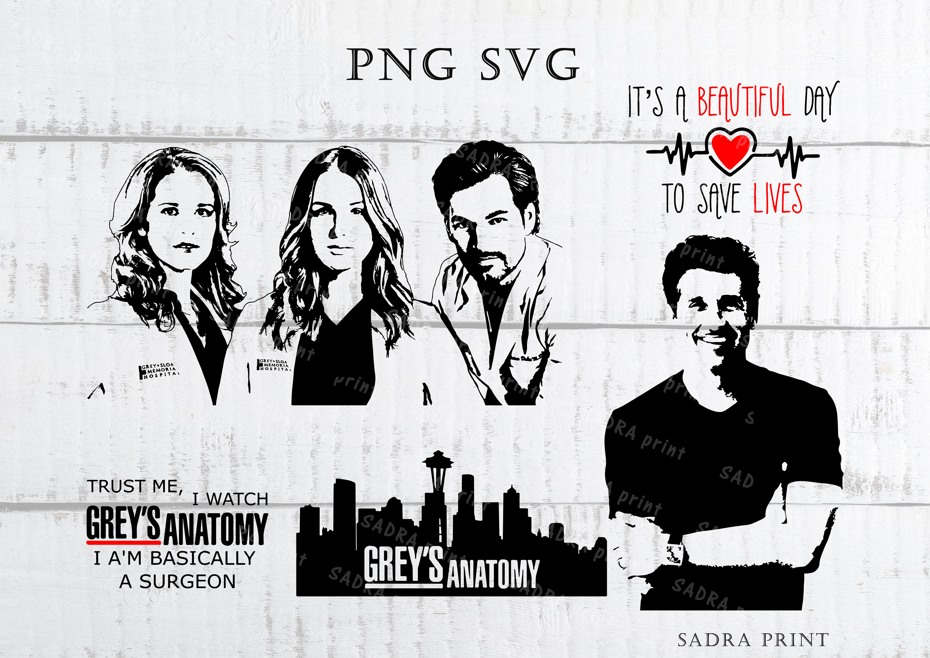 5 Different Files in SVG PNG JPG Files Greys Anatomy - Etsy UK