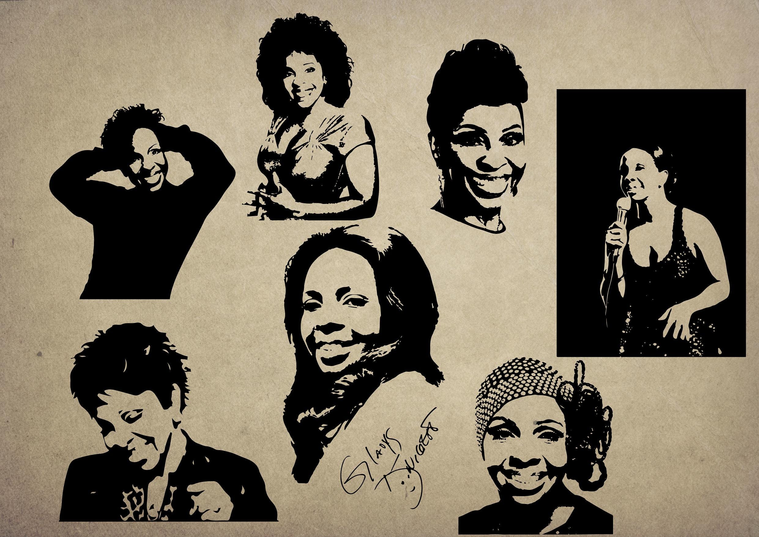 Gladys Knight SVG Silhouette | Empress of Soul Motown R&B Diva Vector ...