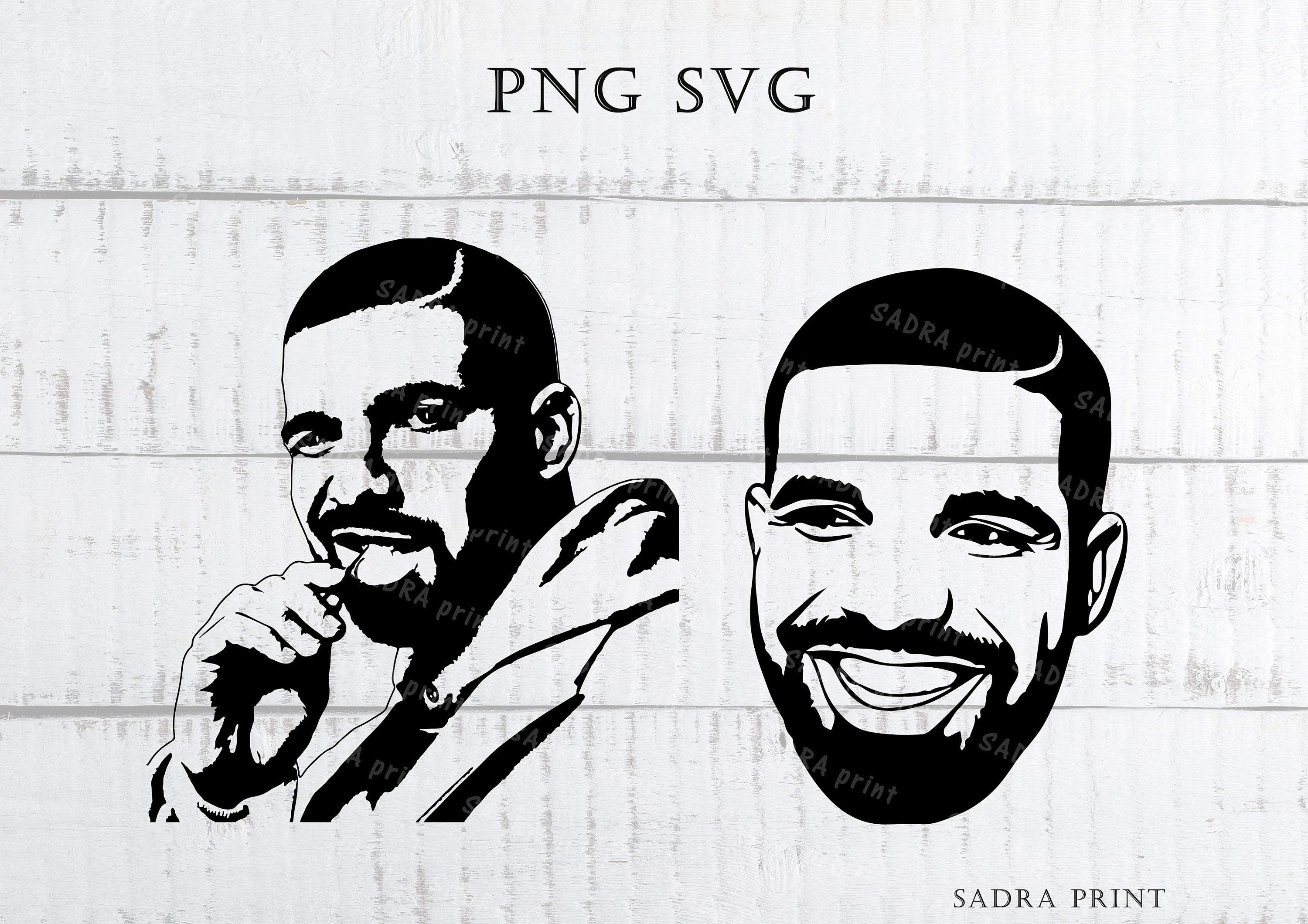 2 Different Files in SVG PNG JPG Files Drake Silhouette Wall Art Print ...