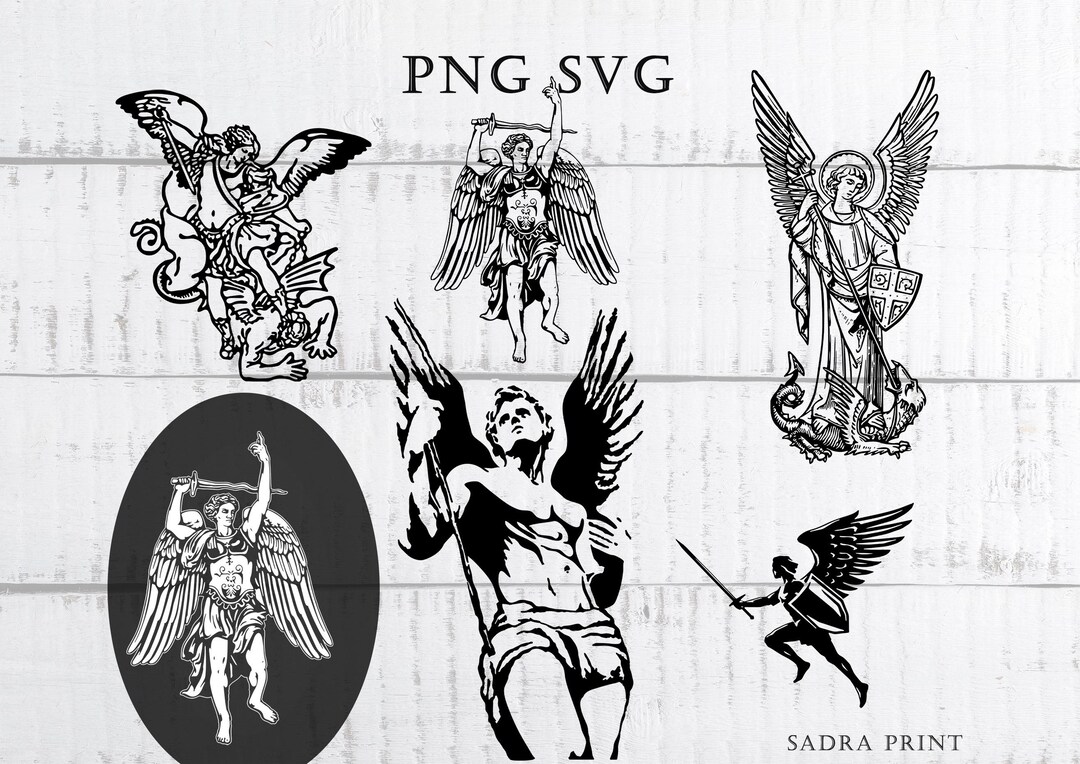Archangel Michael SVG Silhouette St Michael Digital Wall Art Print File ...