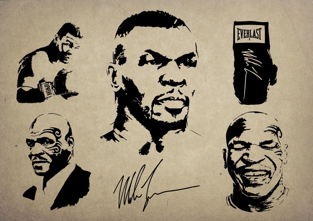 Mike Tyson Silhouette Art | Boxing Legend Vector Clipart (digital ...
