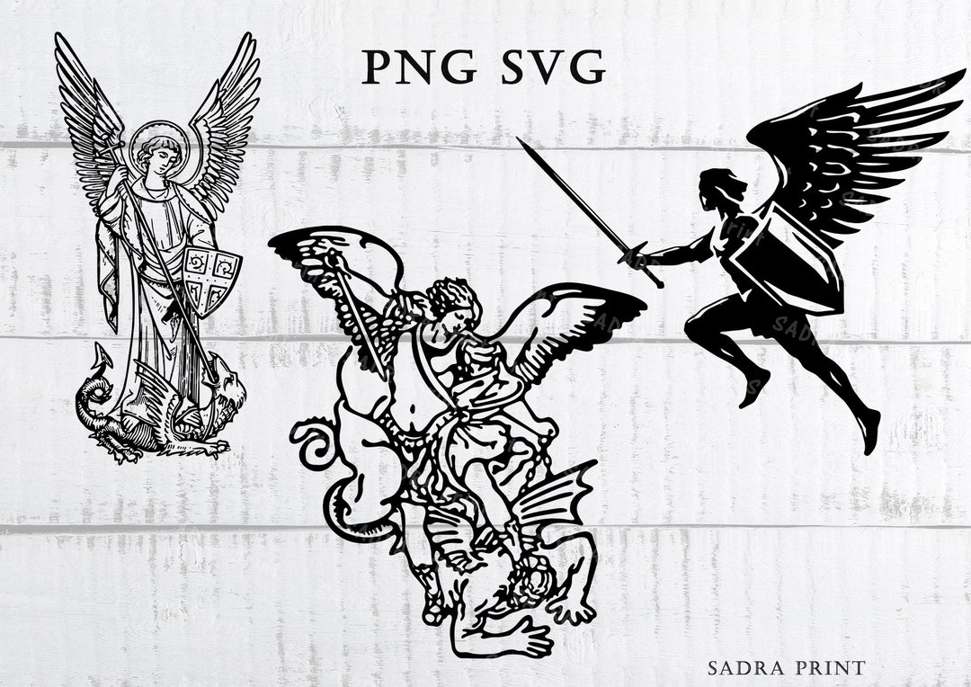 3 Different Files in SVG PNG JPG Files Archangel Michael Silhouette ...