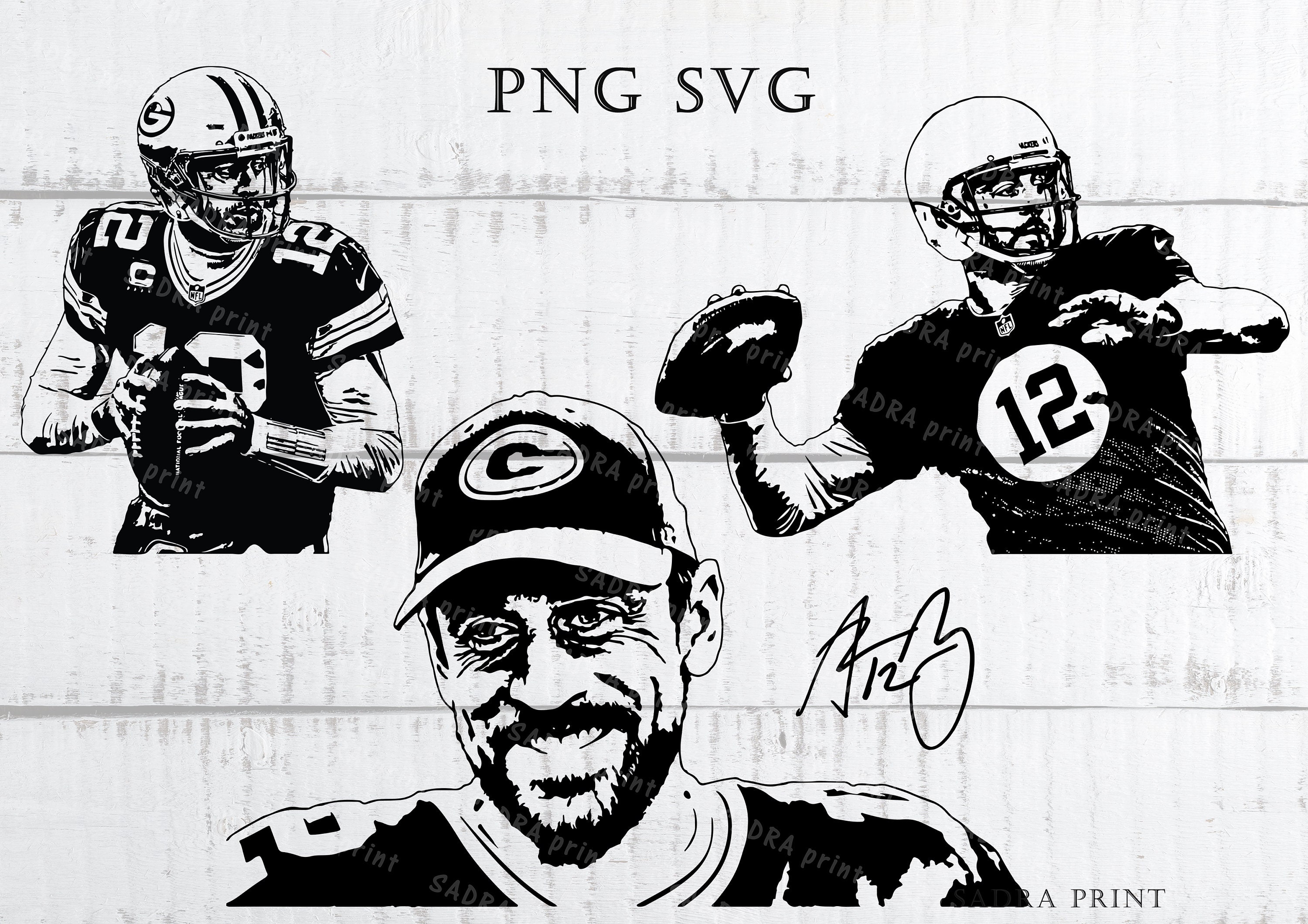 4 Different Files in SVG PNG JPG Files Aaron Rodgers Wall Art Print ...