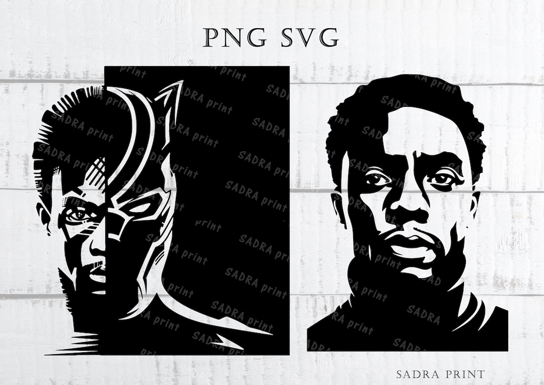 3 Different Files in SVG PNG JPG Files Chadwick Boseman Silhouette Wall ...