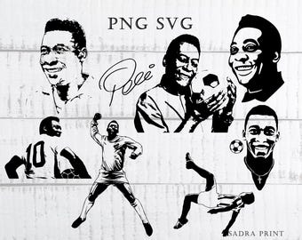Brazilian Footballer Pele Svg, Football Bundle SVG, Pele Silhouett ...