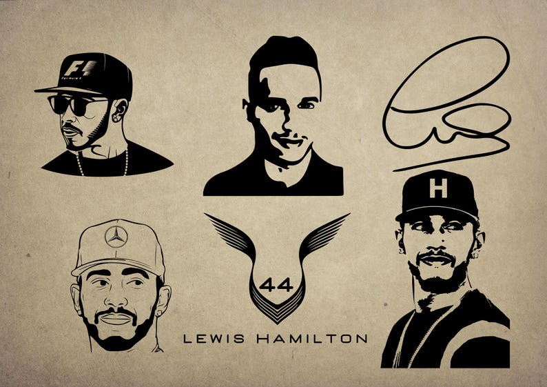 Lewis Hamilton Portrait, Silhouette Vector Clipart (digital Download ...