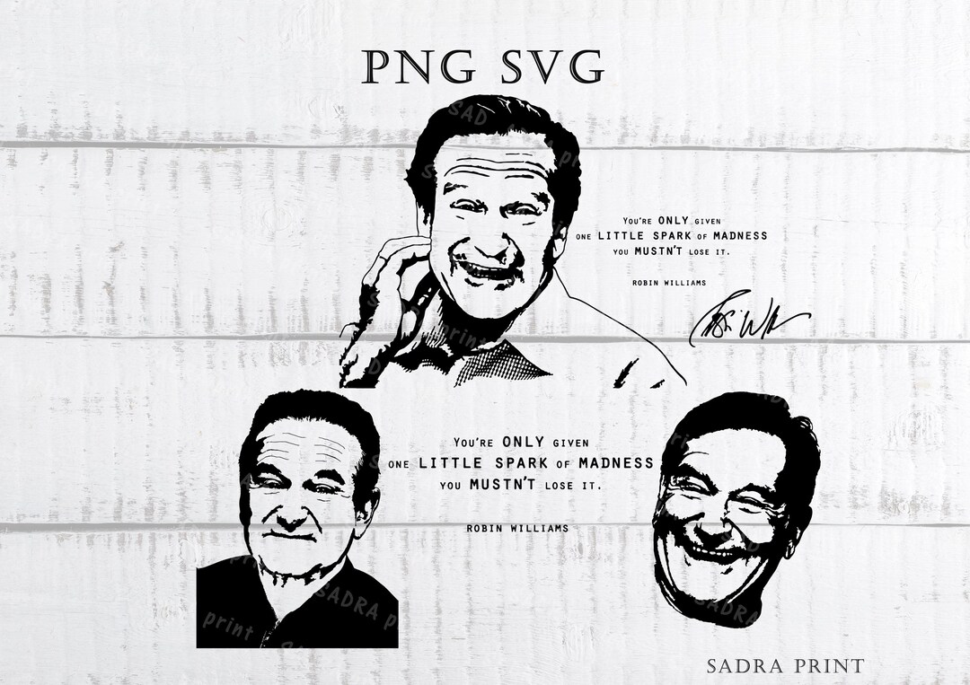Robin Williams SVG Silhouette Legendary Comedian Vector Clipart Actor ...