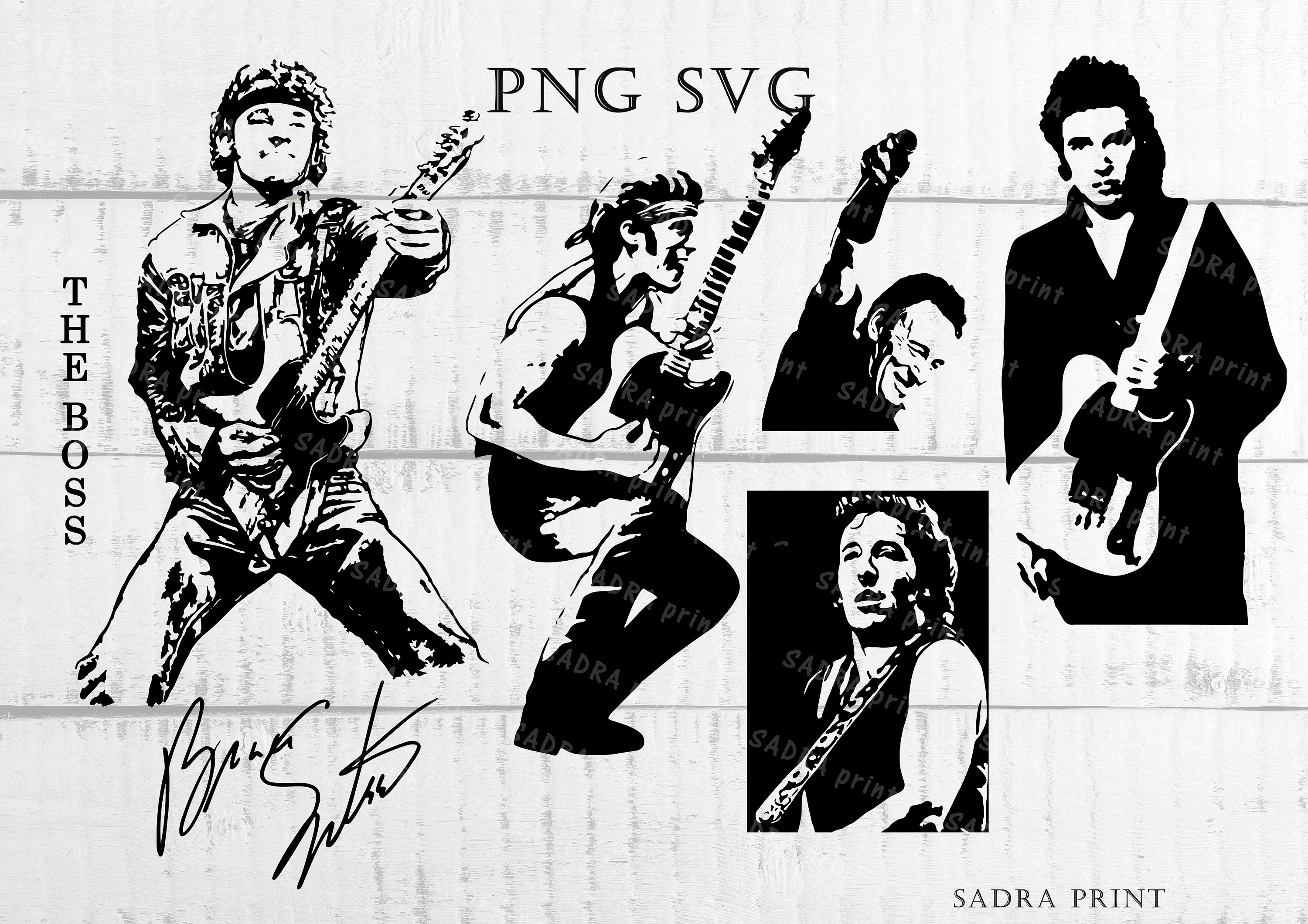 7 Different Files in SVG PNG JPG Files Bruce Springsteen - Etsy