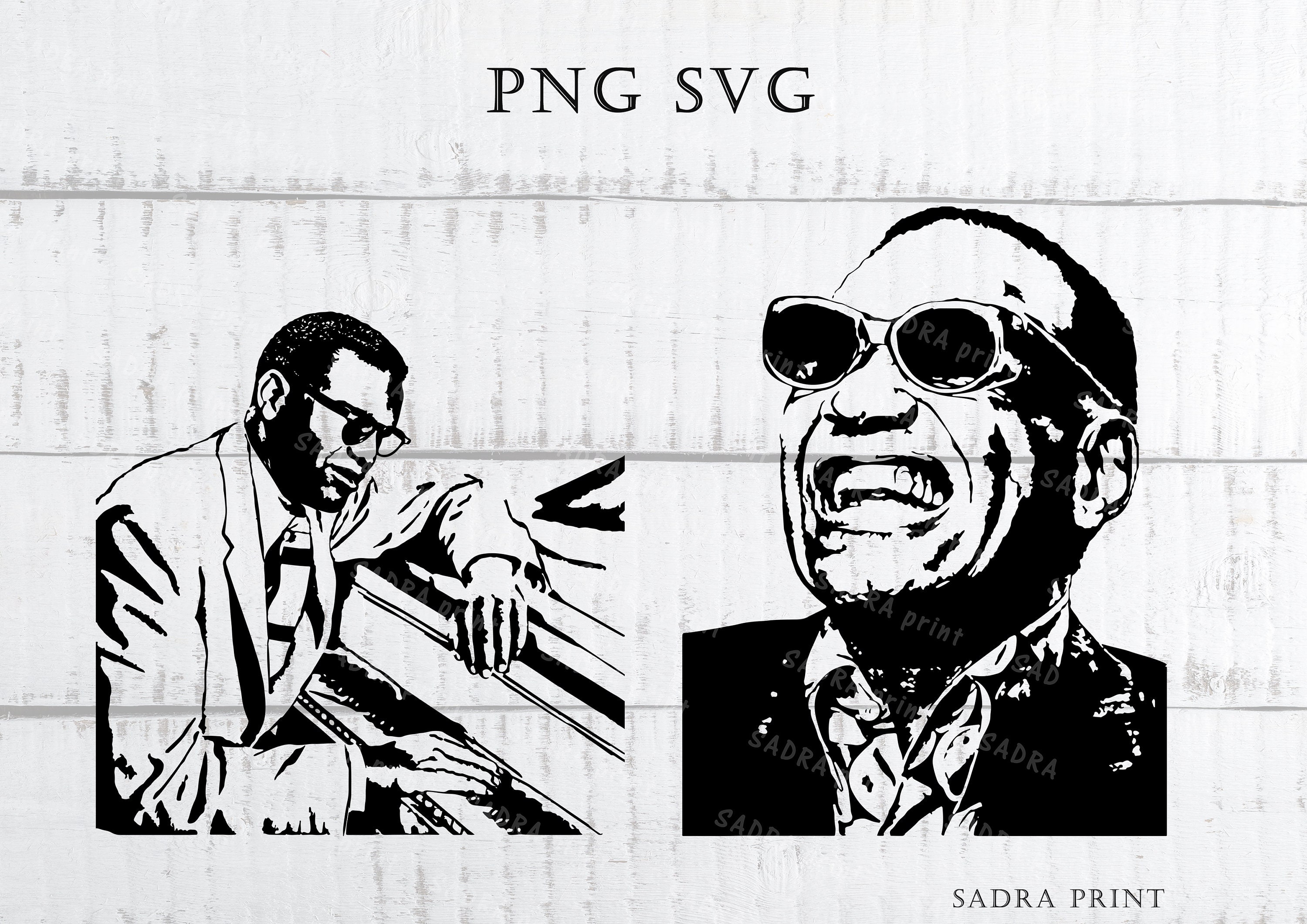 3 different files in SVG PNG JPG files Ray Charles Silhouette | Etsy