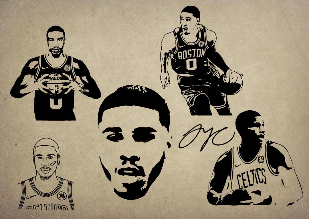 Jayson Tatum SVG Silhouette | Celtics NBA Vector Clipart (digital ...