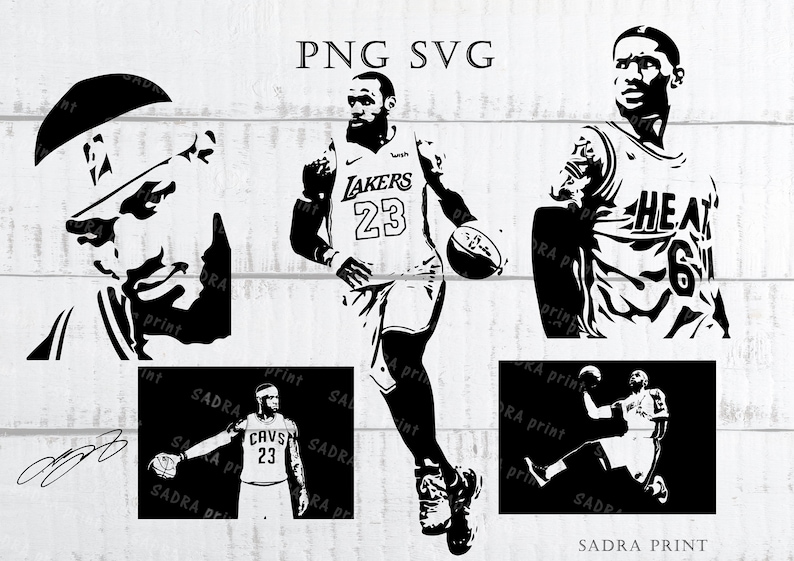 7 Different Files in SVG PNG JPG Files of Lebron James Wall Art Print ...