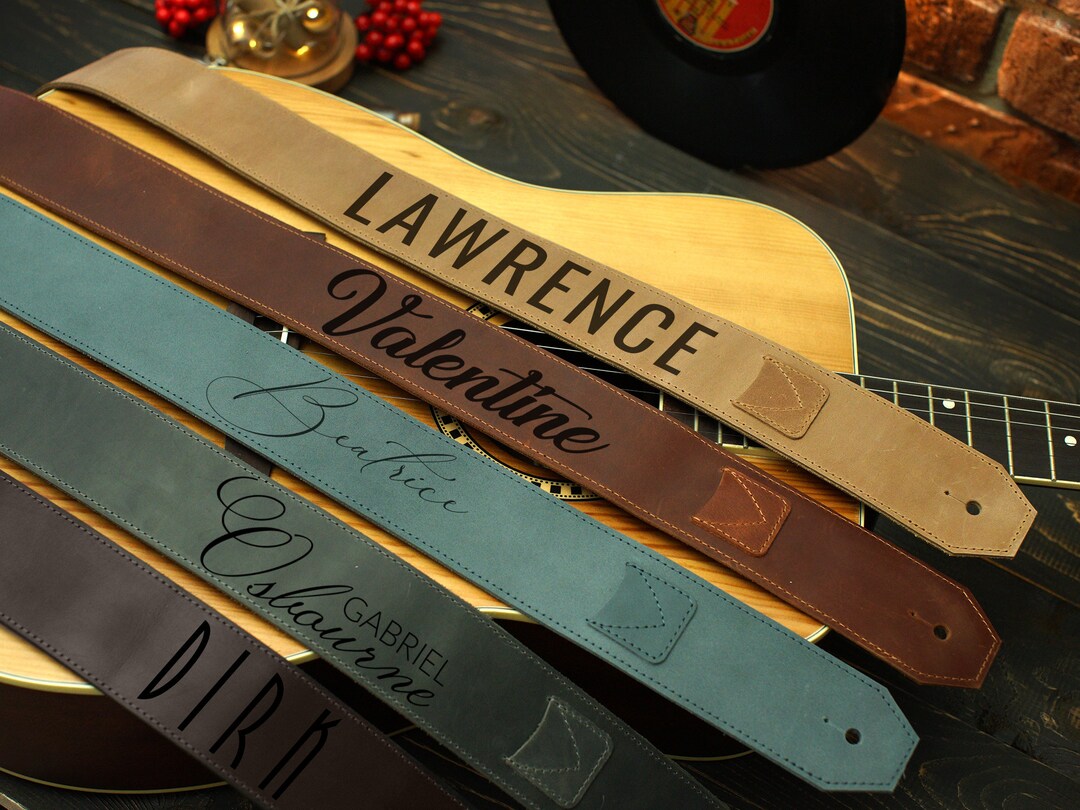 Leather Guitar Strap 6 Different Color Available, Personalized Guitar ...