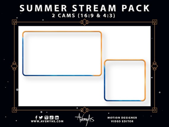 Digital Twitch/Youtube Overlays Panels Scènes Webcam Animated Summer ...