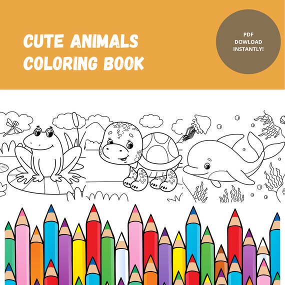 Cute Animals Coloring Pages for Kids Printable 40 Pages - Etsy