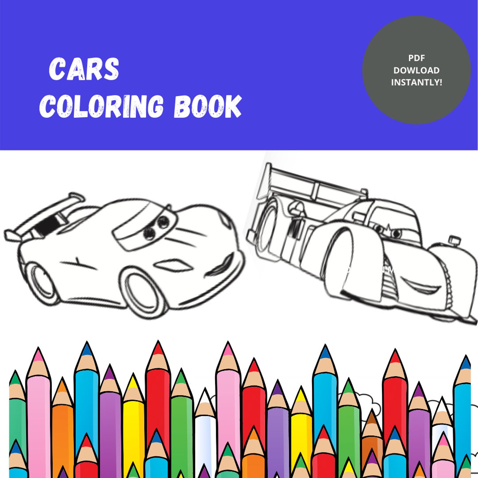 Cars Coloring Book- Printable, 15 Pages - Etsy