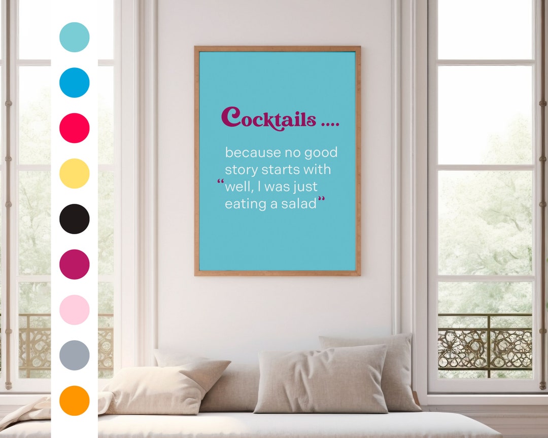 Cocktail Print | Humourous Cocktail Poster | Typography Poster | Bold ...
