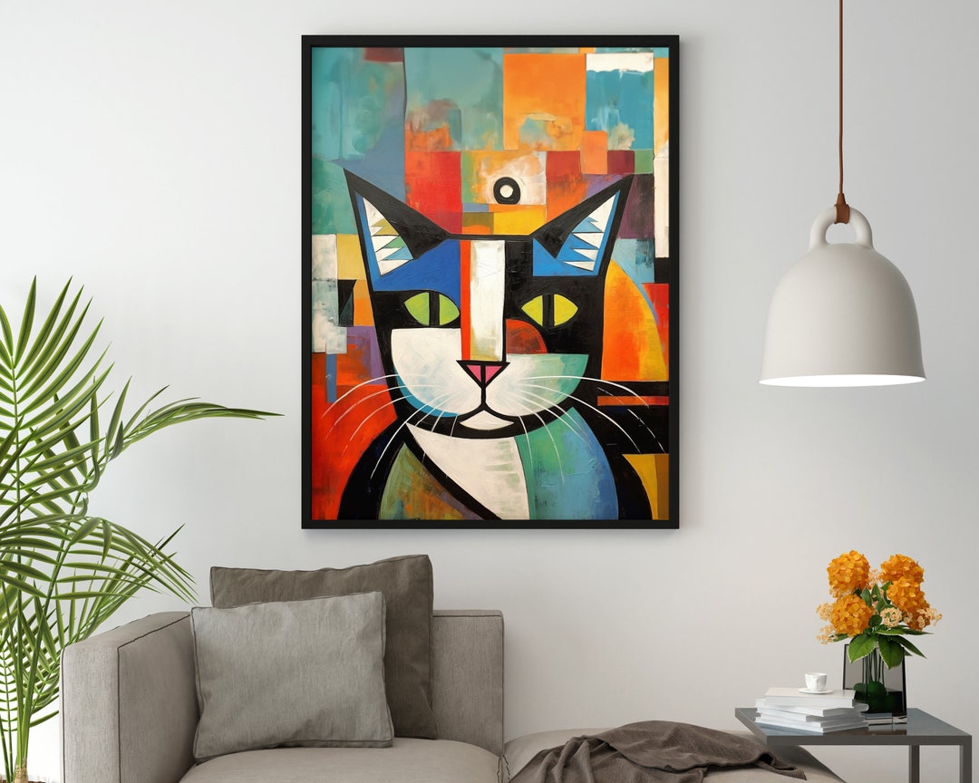 Picasso Style Cat Poster: Vintage Wall Art Print - Etsy