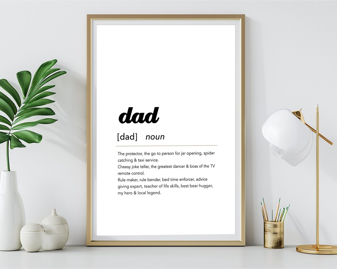 Dad Noun Print Definition Print Fathers Day Gifts Mens Birthday Gifts ...