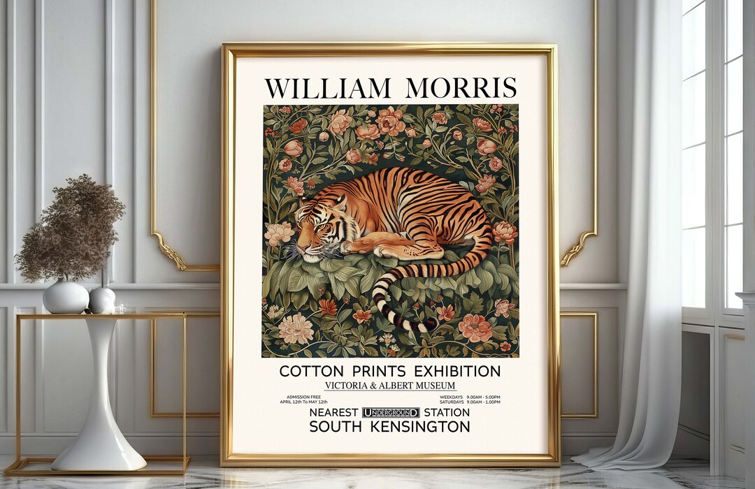 William Morris 'sleeping Tiger' Print: Vintage Textile Art Poster - Etsy
