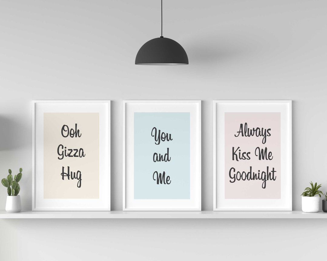 3 Pack | Wall Art | Affectionate Quotes | Ohh Gizza A Hug, You and Me ...