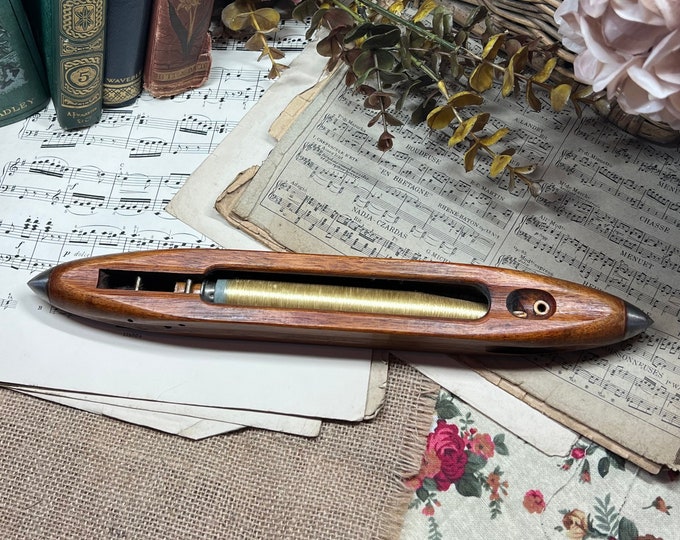 Large 1920's Wooden Shuttle Boat - Weaving Tool - Large With Bone Inlay ...