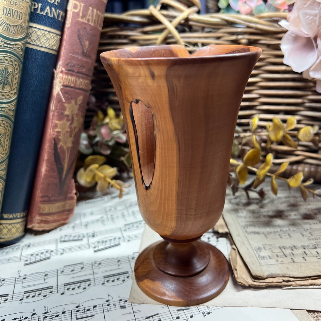 Handturned Wooden Natural Design Art Piece Made of Yew. Signed by ...