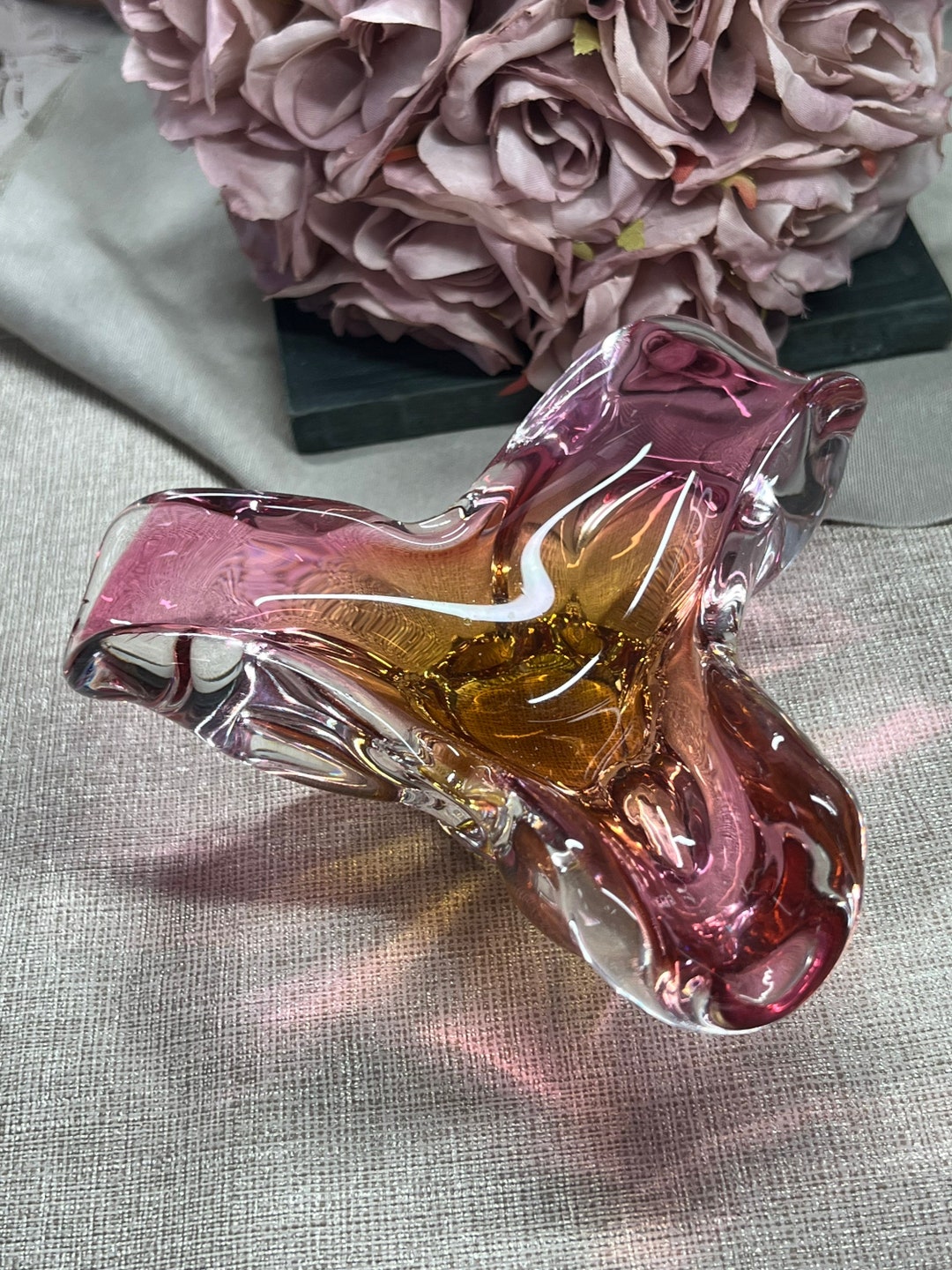 Art Glass Retro Dish 1960's Heavy Retro and Vivid Colours. Interior ...