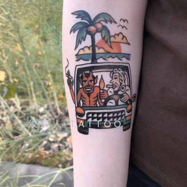 Rose Cactus Demon Death Old School Traditional TATTOO STICKERS ...