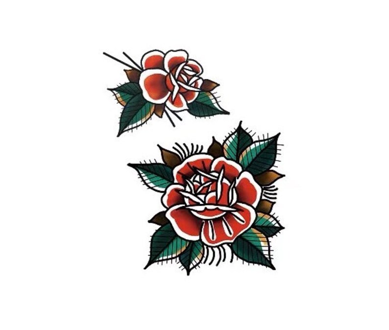 Rose Cactus Demon Death Old School Traditional Tattoo Stickers Waterproof Etsy