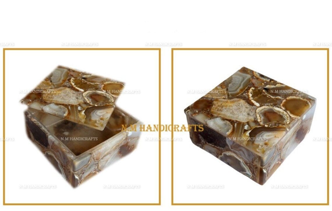 Natural Agate Jewelry Box, Agate Storage, Trinket Box, Multi Purpose ...