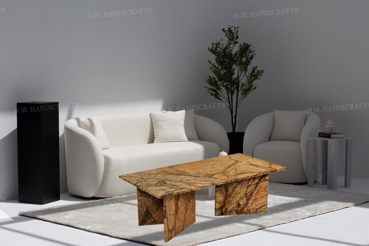 Rainforest Marble Coffee Table, Forest Marble Center Table, Marble ...