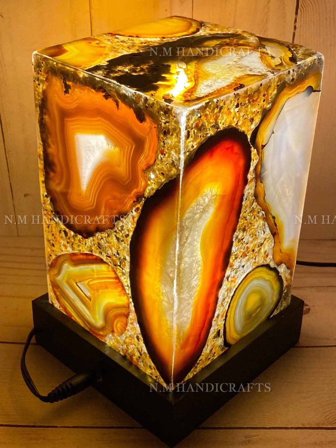 Table Lamp Agate, Accent Lamp, Agate Lamp, Agate Decor, Dyed Agate ...
